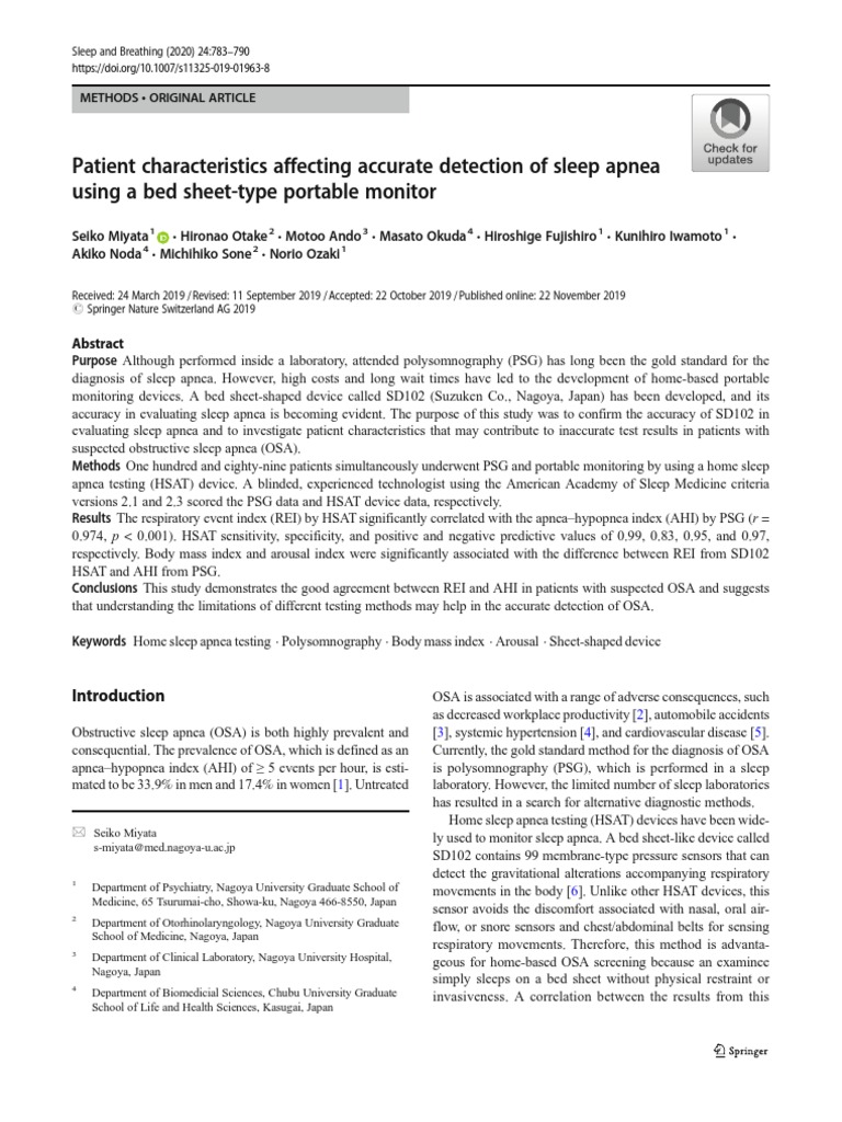 Patient Factors in Sleep Apnea Detection | PDF | Sleep Apnea ...