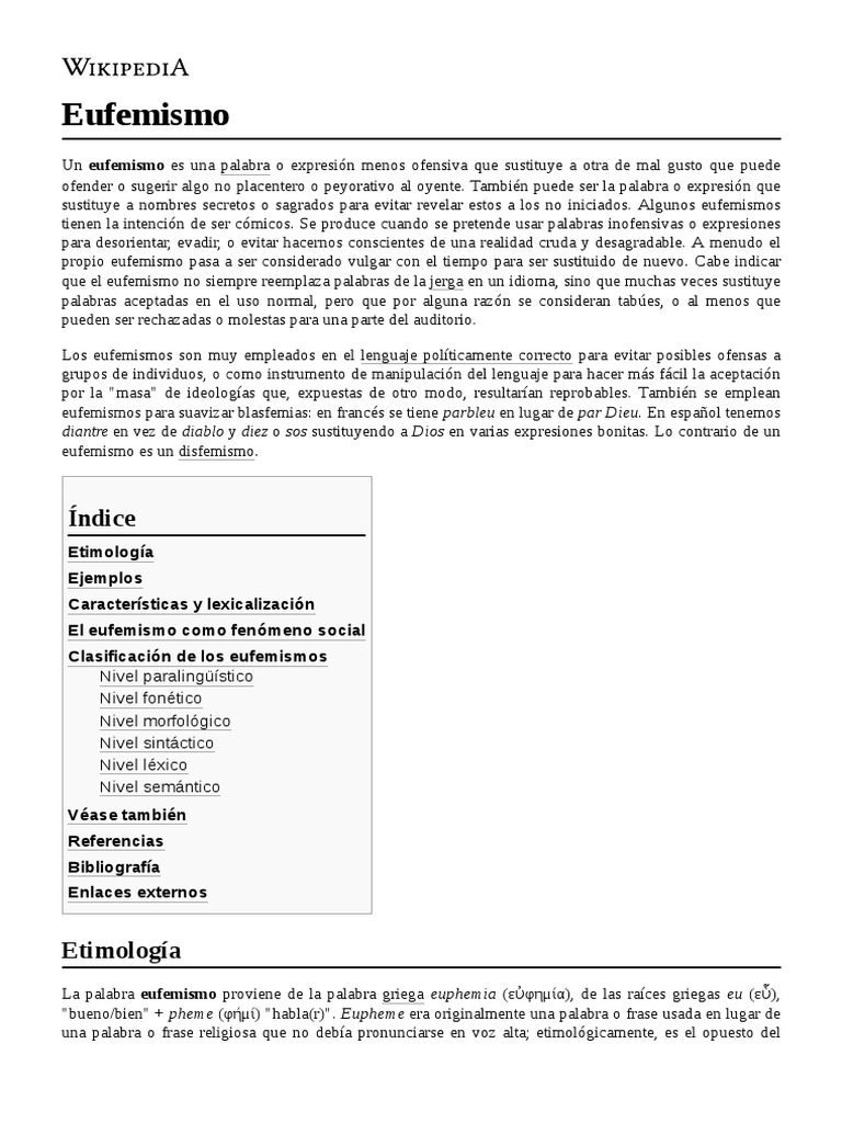Eufemismo | PDF | Lingüística | Técnicas Retóricas