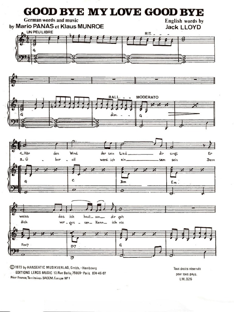 Good Bye My Love - Demis Roussos | PDF