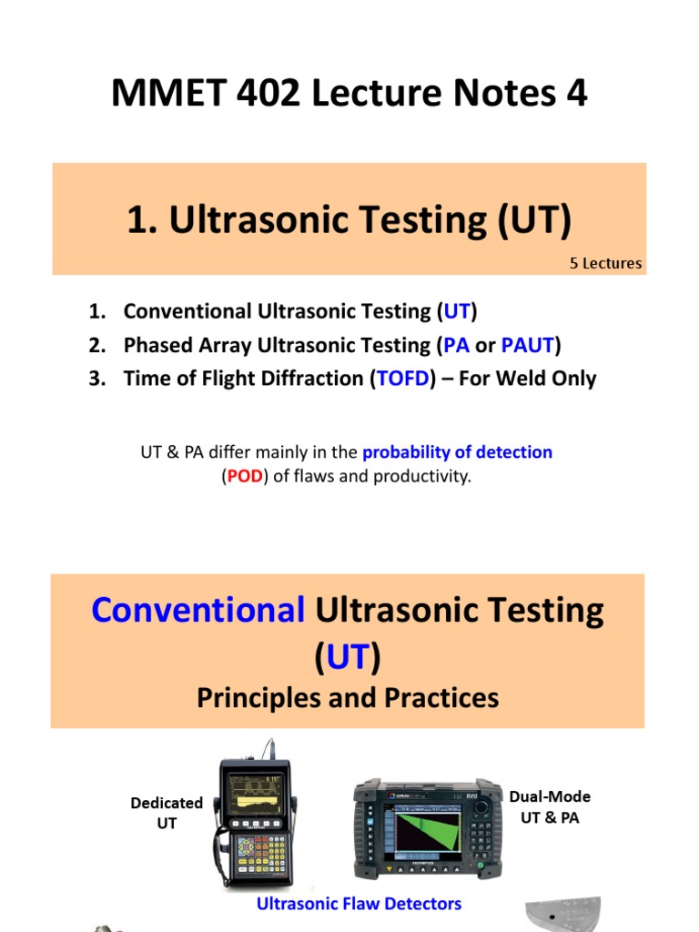 MMET 402 Lecture Notes 4a - Conventional UT - Principles and Practices ...