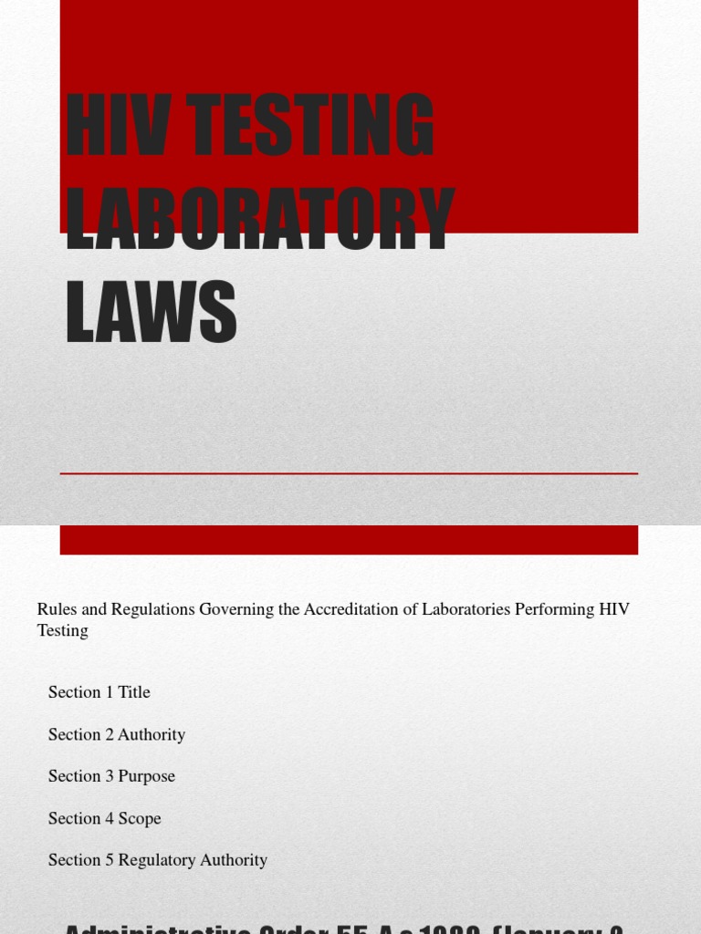 Hiv Testing Laboratory Laws | PDF | Prevention Of Hiv/Aids | Hiv/Aids
