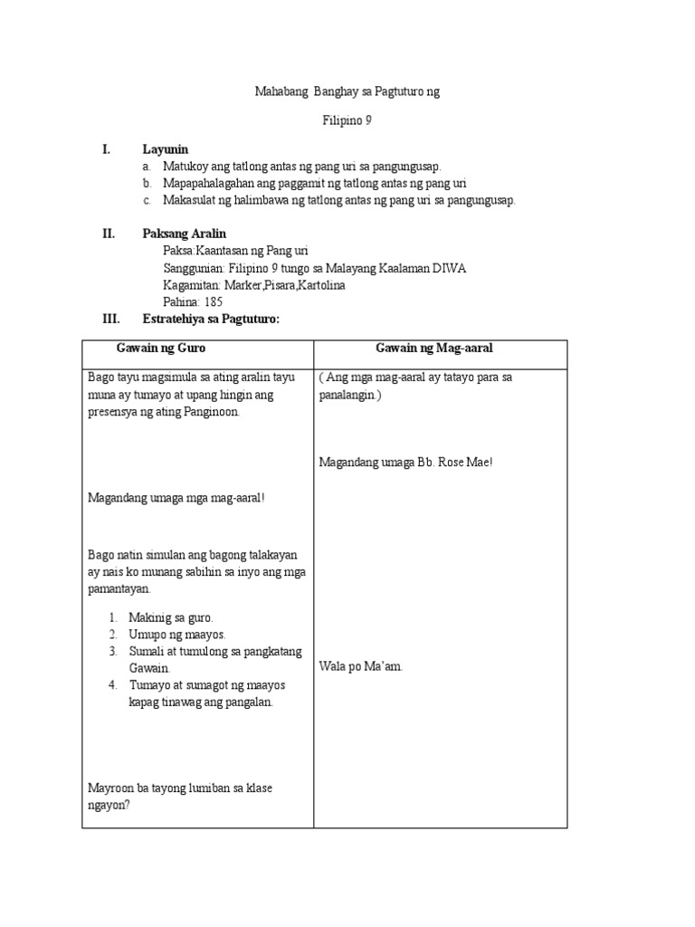 Antas ng Pang-uri sa Filipino 9 | PDF