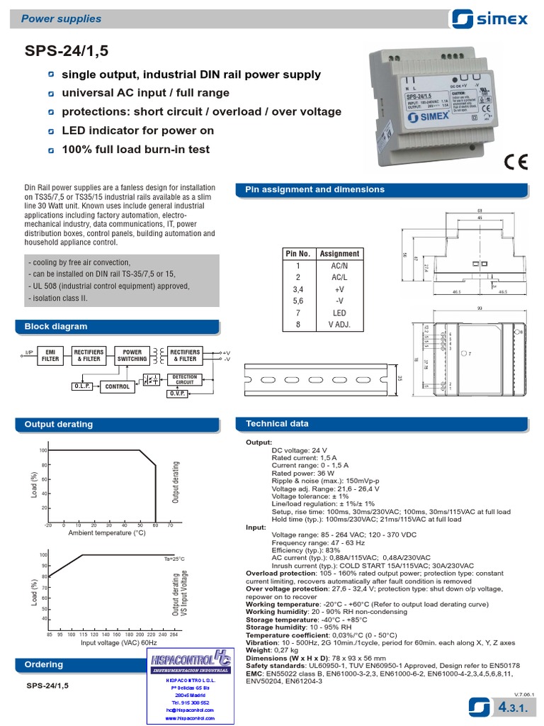 Simex SPS-24 1.5 FUENTE | PDF | Power Supply | Rectifier