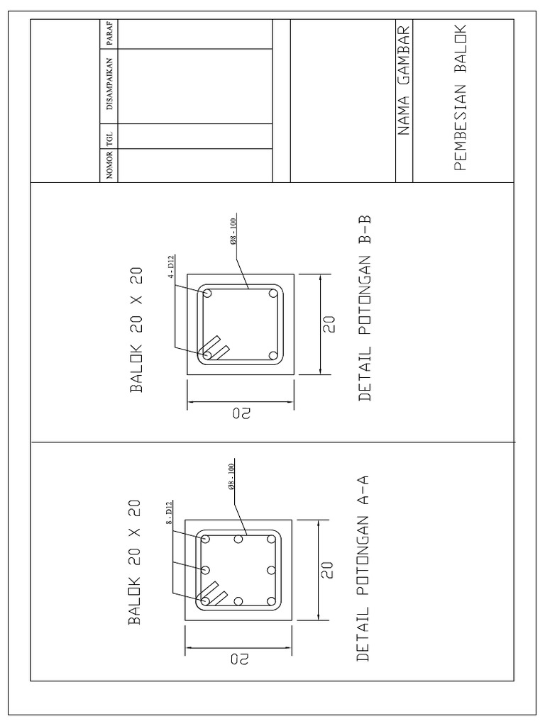 Detail Pembesian Balok | PDF