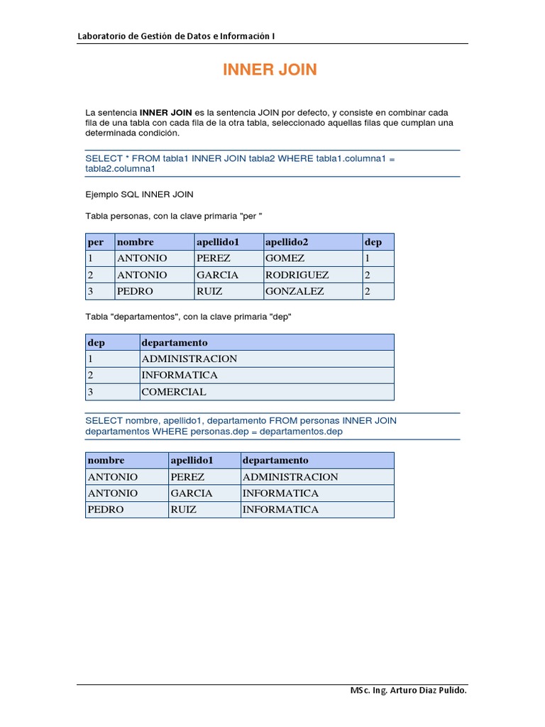 Practica Guiada INNER JOIN | PDF | SQL | Datos de computadora