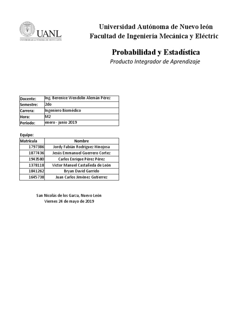 Probabilidad y Estad Stica PIA 2 2 | PDF Probabilidad y Estad Stica PIA 2 2 | PDF