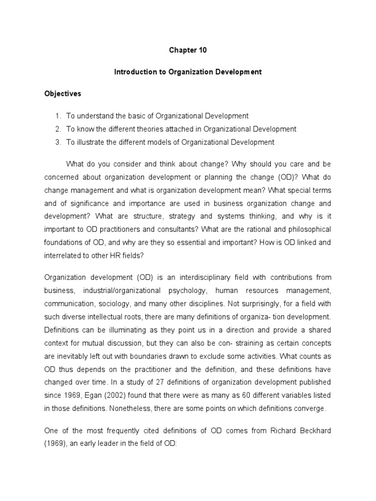CHAPTER 10 - Introduction To Organization Development | PDF ...