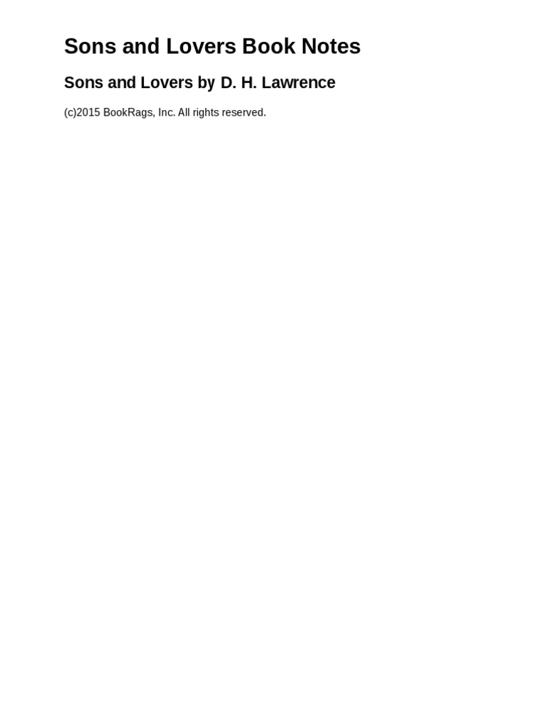 Sons and Lovers Study Guide | PDF | Sons And Lovers