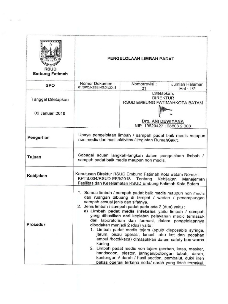 SPO Pengelolaan Limbah Padat | PDF