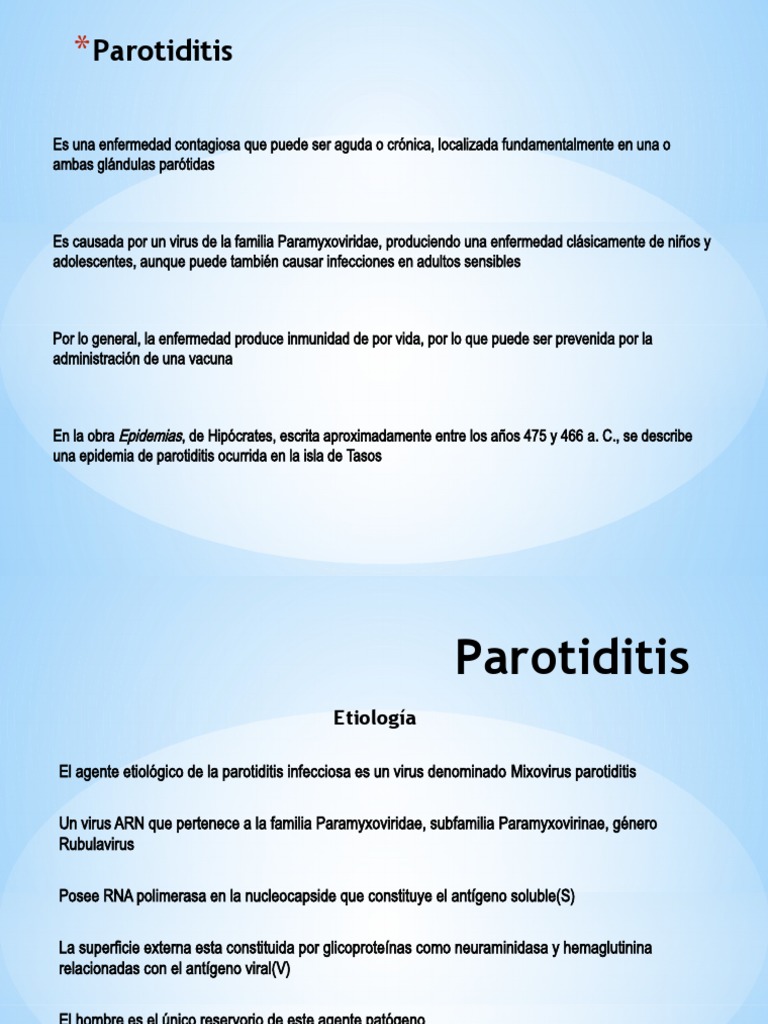 Parotiditis 1 | PDF | Enfermedades y trastornos | Epidemiología