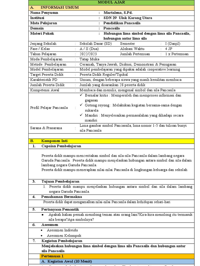 Modul Ajar PKN Pancasila 3 | PDF
