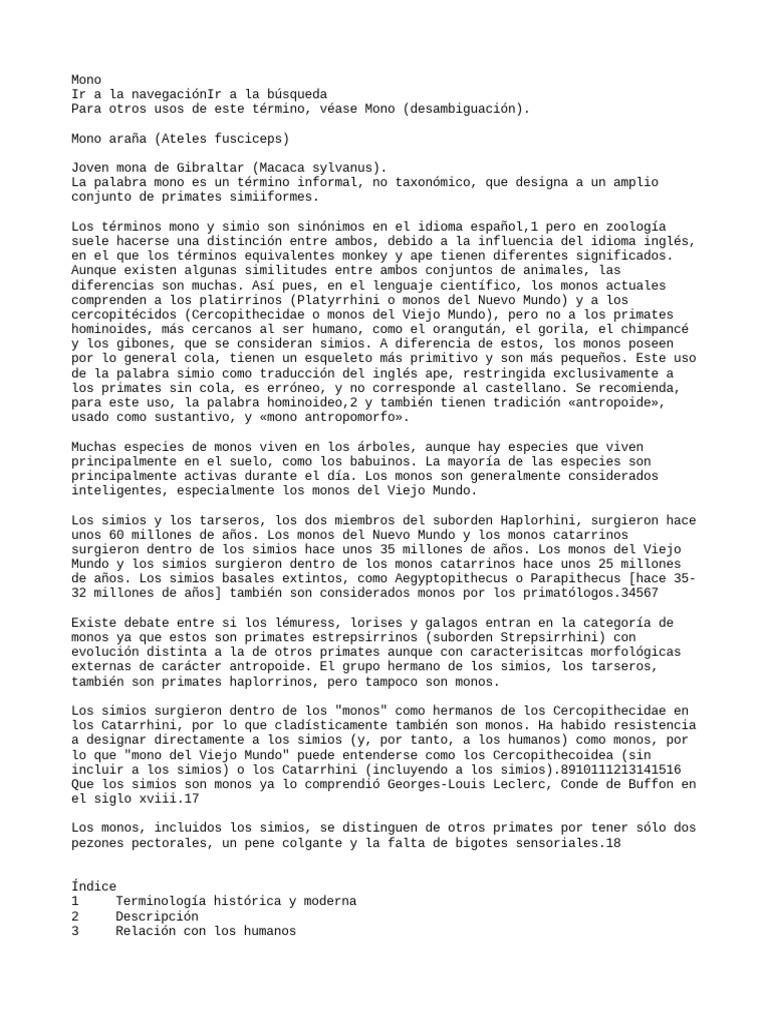 Mono | PDF | Mono | Taxonomía de primates