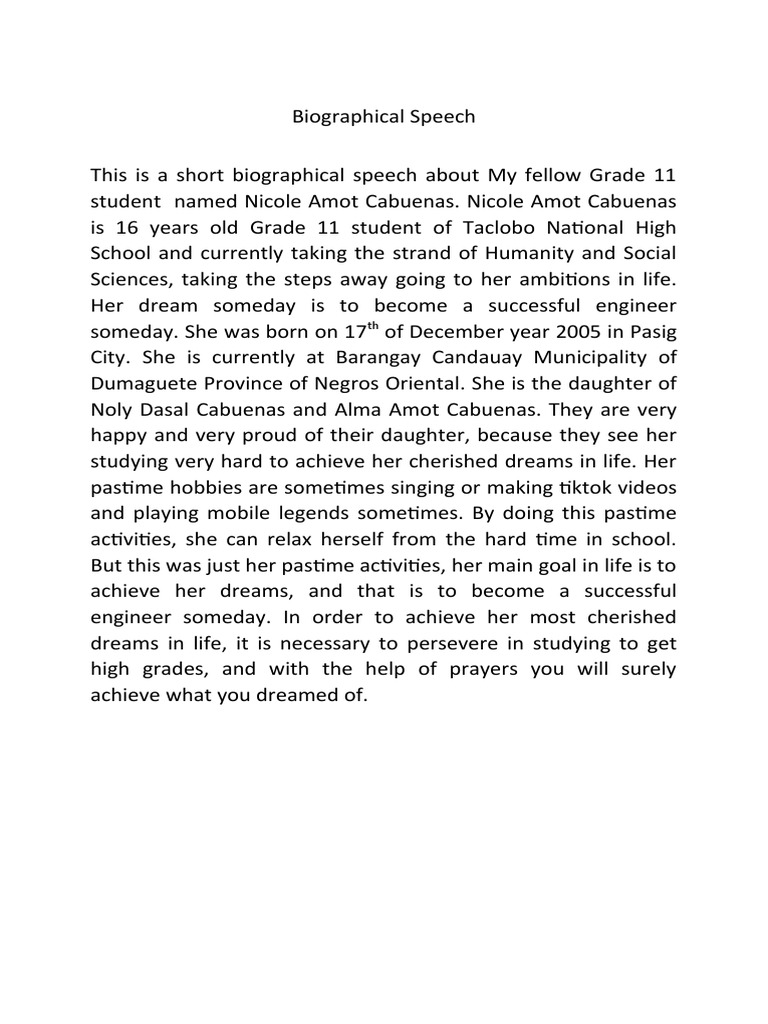 Biographical Speech | PDF