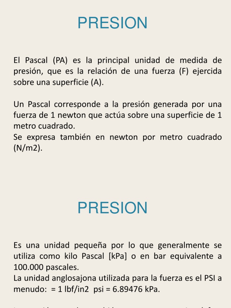 Unidades de Presión | PDF | Pascal (Unidad) | Presión