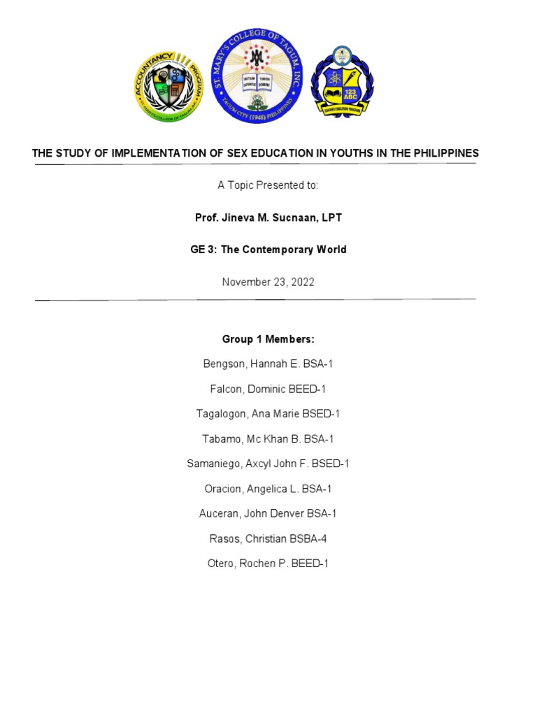 Ge3 Group 1 Theory Finalize | PDF | Sex Education | Teenage Pregnancy