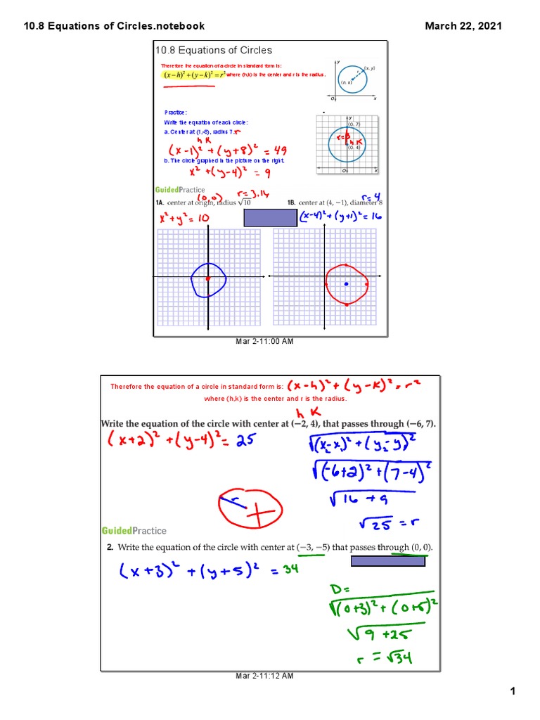 Equations of Circles Guide | PDF | Geometry | Analytic Geometry