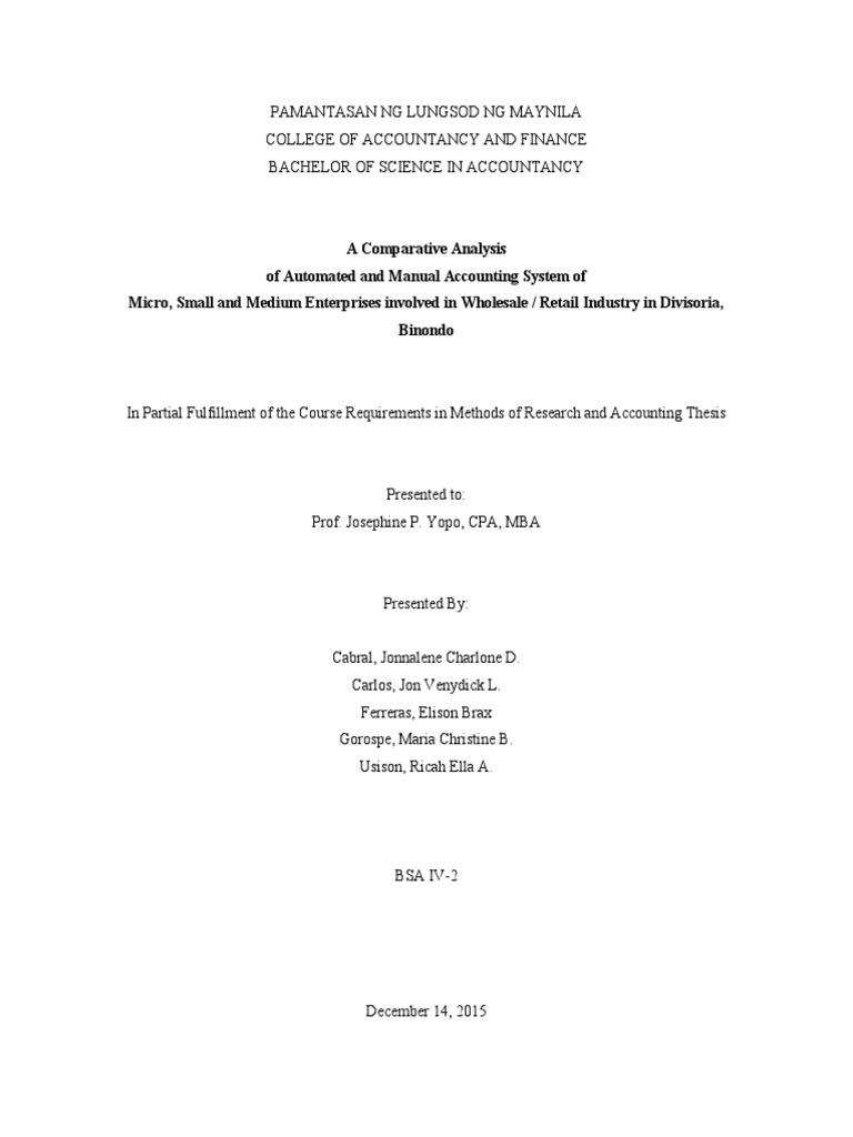 Copy Example of Research | PDF | Accounting | Small And Medium Sized ...