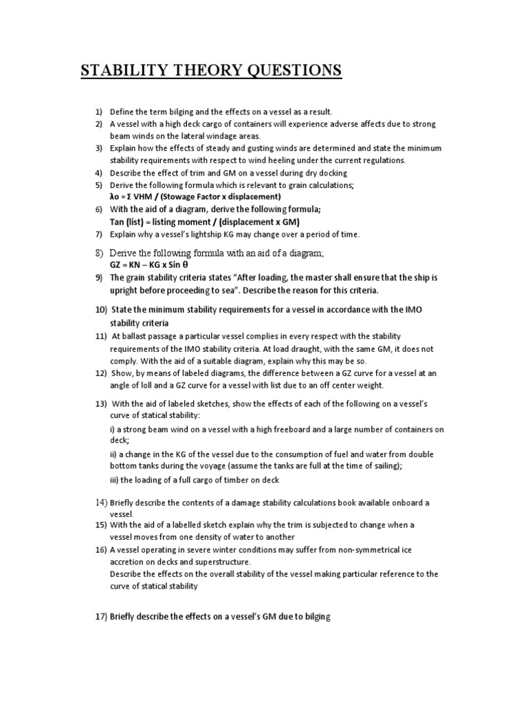 Stability Theory Questions | PDF