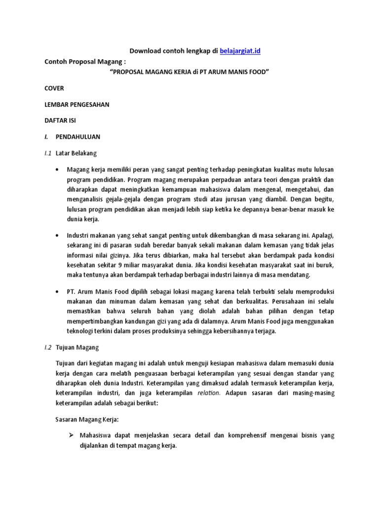 Contoh Proposal Magang Kerja | PDF