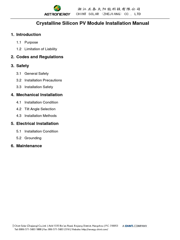 PV Modules Installation & Maintenance | PDF