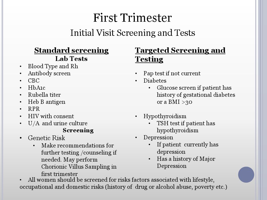 First Trimester Screening and Tests Guide | PDF