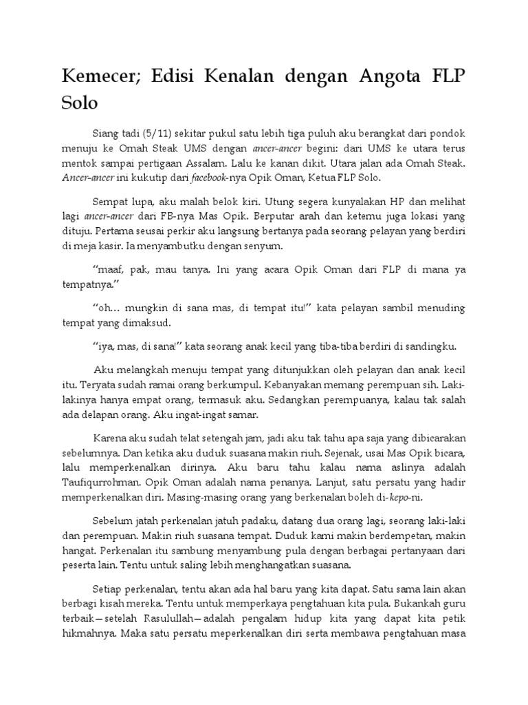 CATATAN Kemecer Bareng FLP Solo | PDF