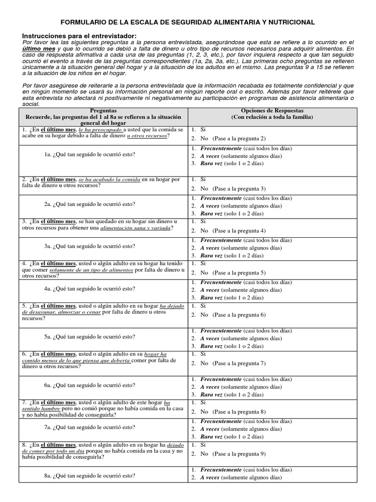Formulario ELCSA | PDF
