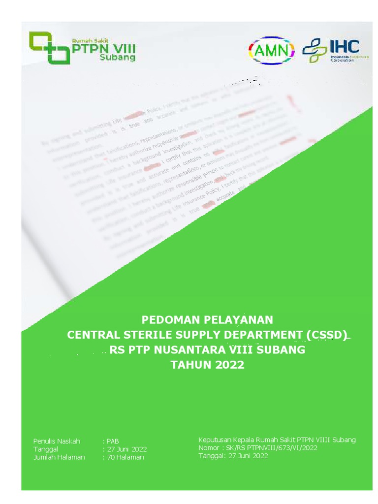 Pedoman CSSD 2022 | PDF