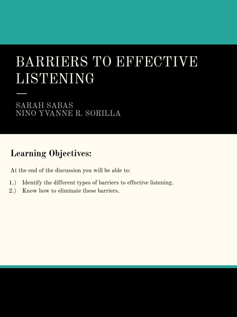 Overcoming Barriers to Effective Listening | PDF | Thought | Cognitive ...