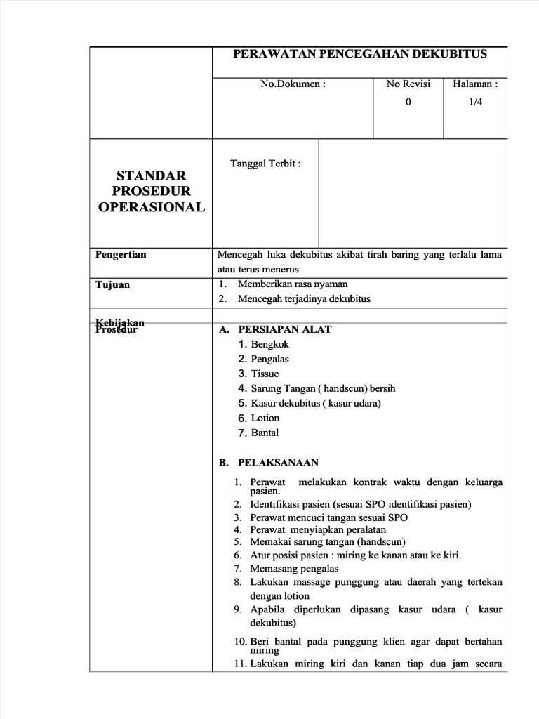 PDF Sop Perawatan Pencegahan Dekubitus - Compress | PDF