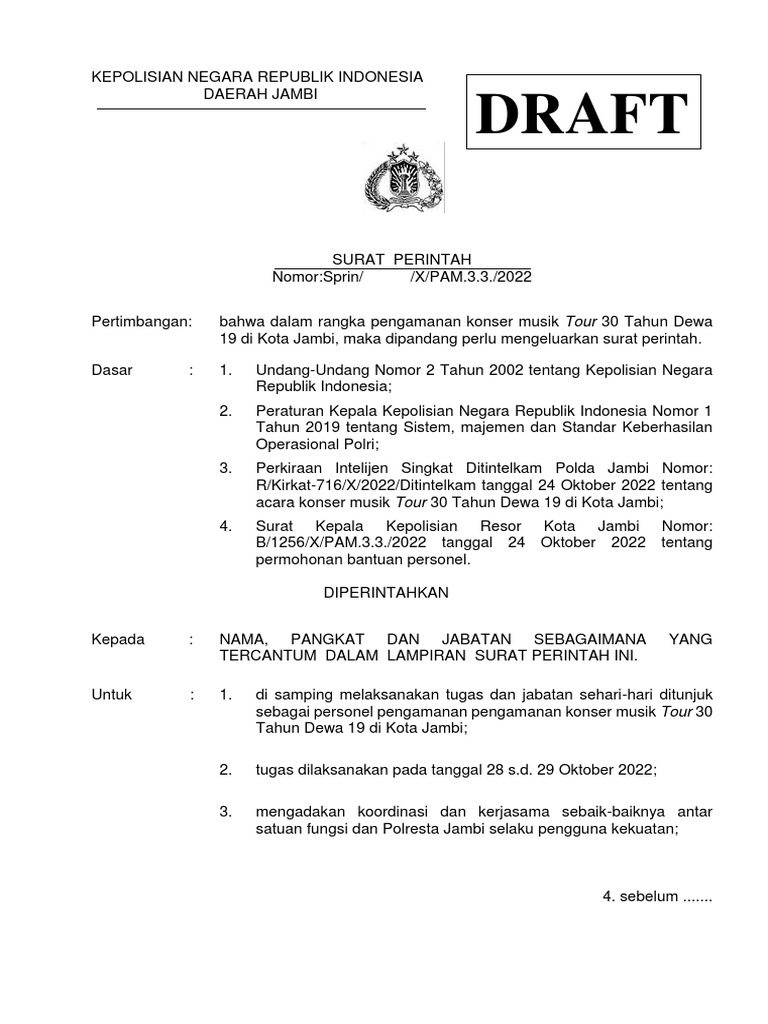 Sprin No XXXX Pam Konser Dewa Udh Fix NGGK Ya | PDF