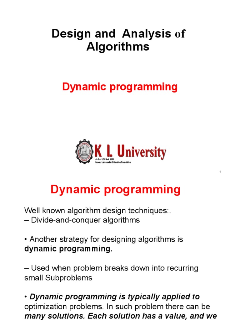 Dynamic Programming An Optimal Approach To Solving Recurring Subproblems Pdf Dynamic