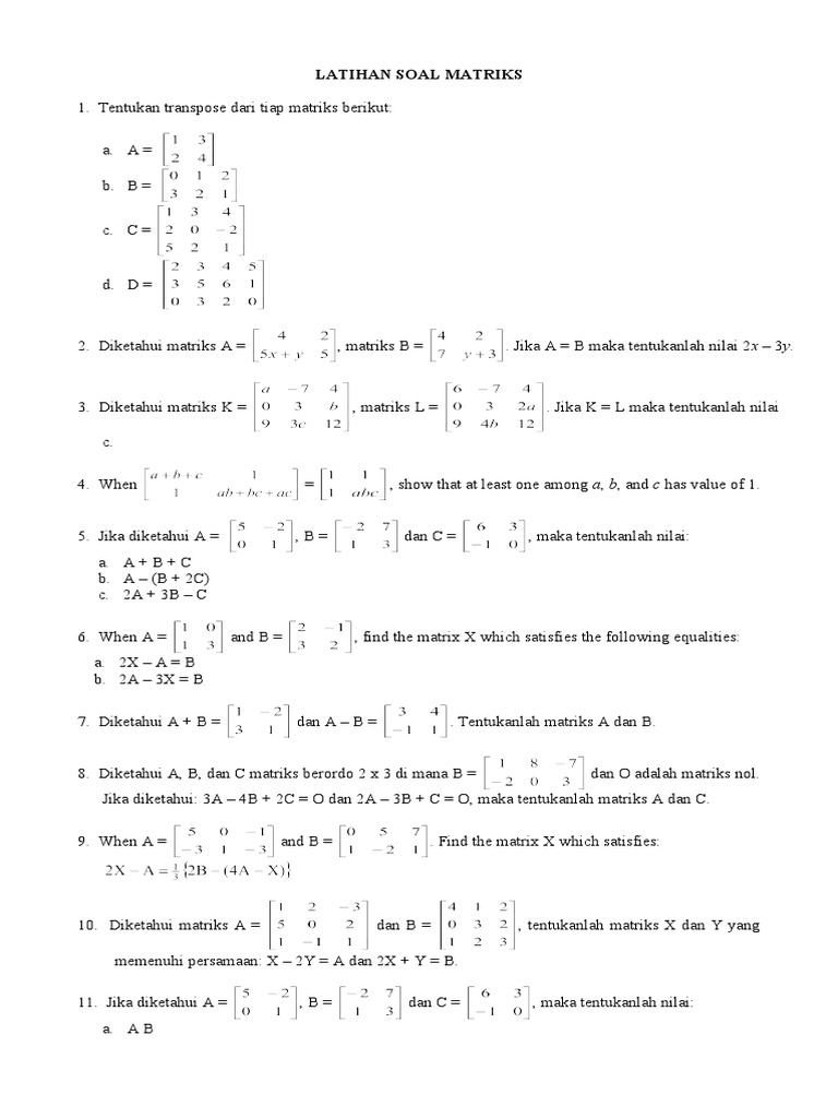 Latihan Soal Matriks | PDF