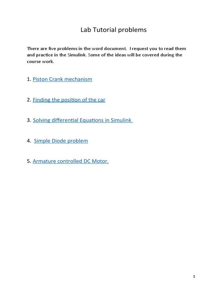 Tutorial Problems Pdf