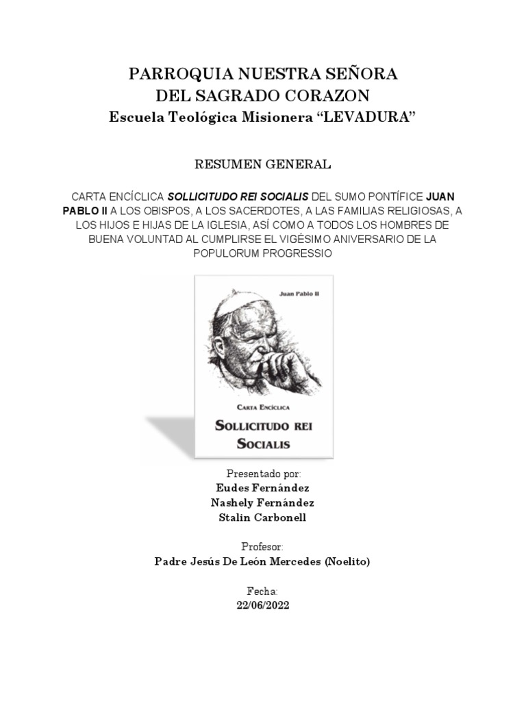Resumen SOLLICITUDO REI SOCIALIS | PDF | Doctrina social católica