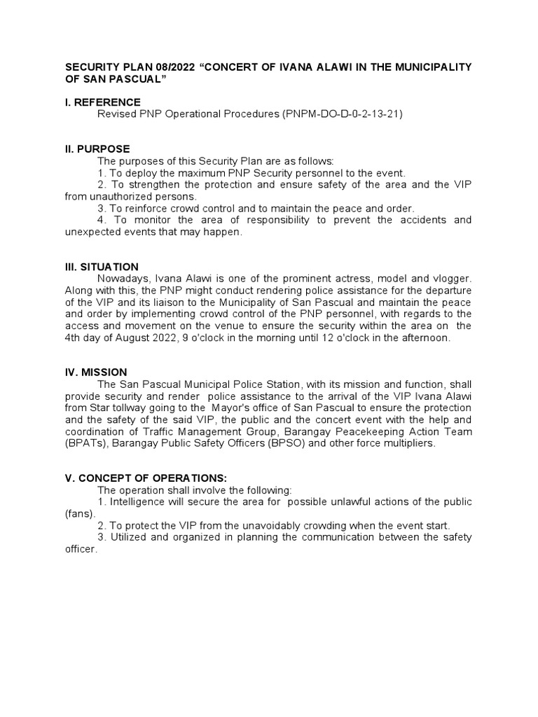 Security Plan SPMPS | PDF | Business | Travel