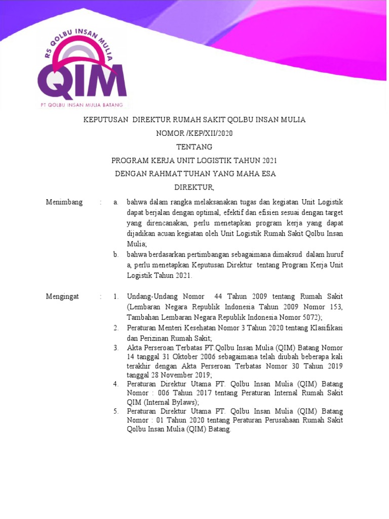 Contoh SK Program Kerja | PDF