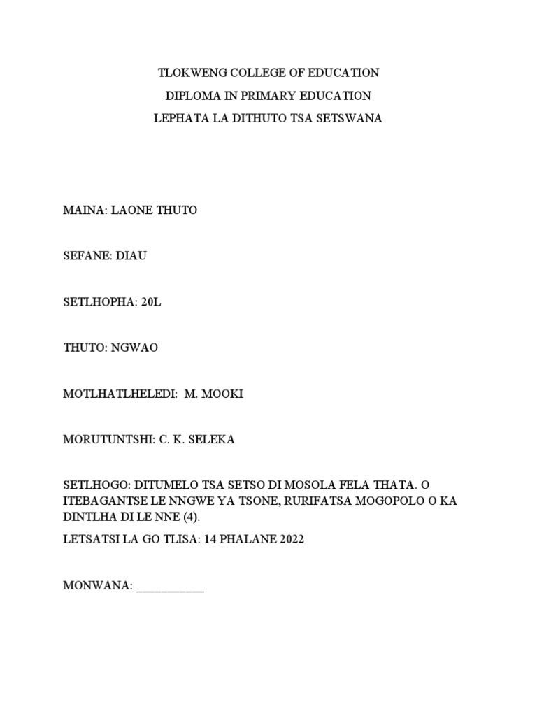 Mma Mooki | PDF | Tribe | Leadership