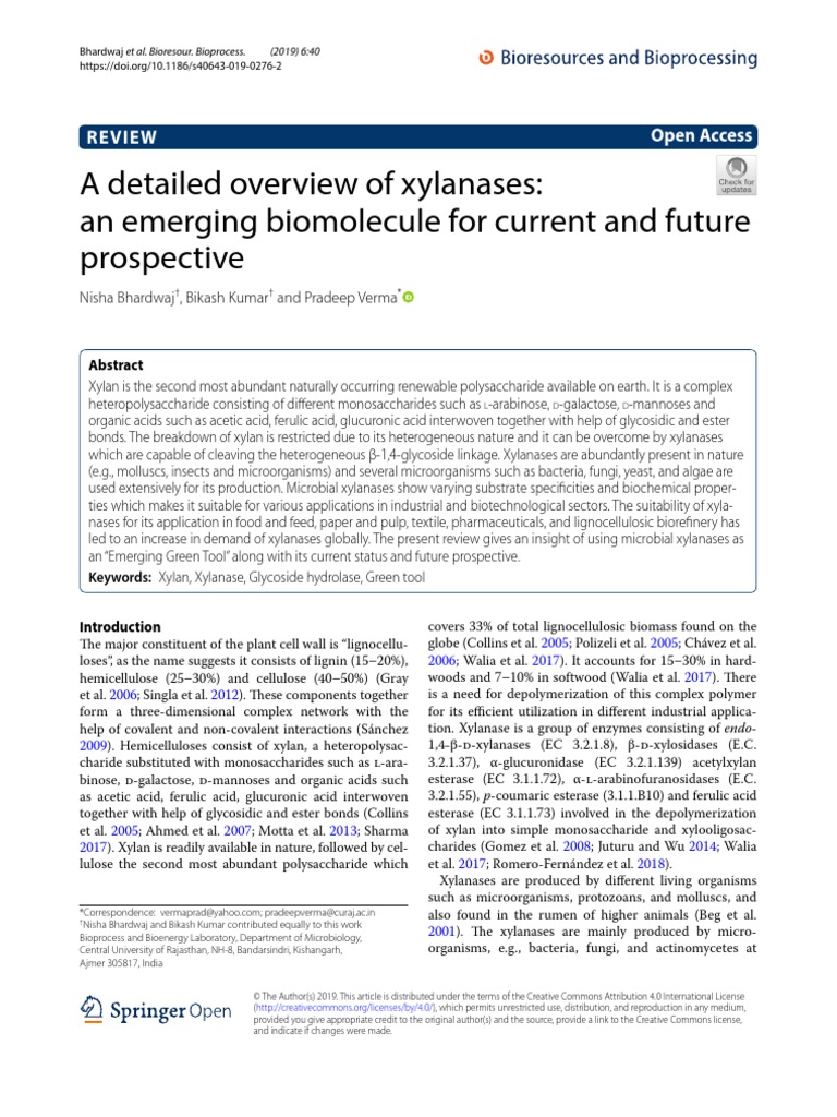 A Detailed Overview of Xylanases - An Emerging Boimolecule For Current ...