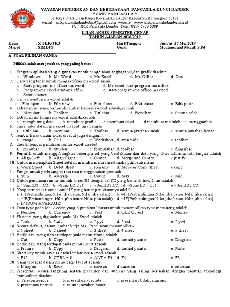 Soal Uas X SIMDIG | PDF