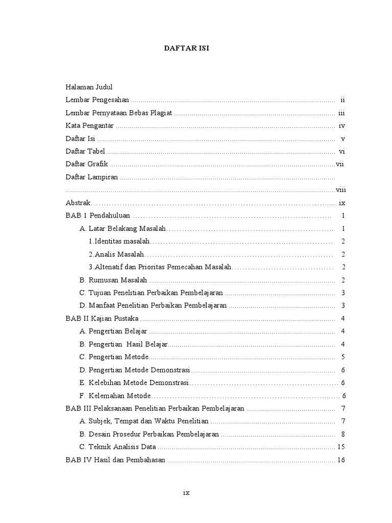 05 Daftar Isi, Daftar Tabel, Daftar Lampiran | PDF