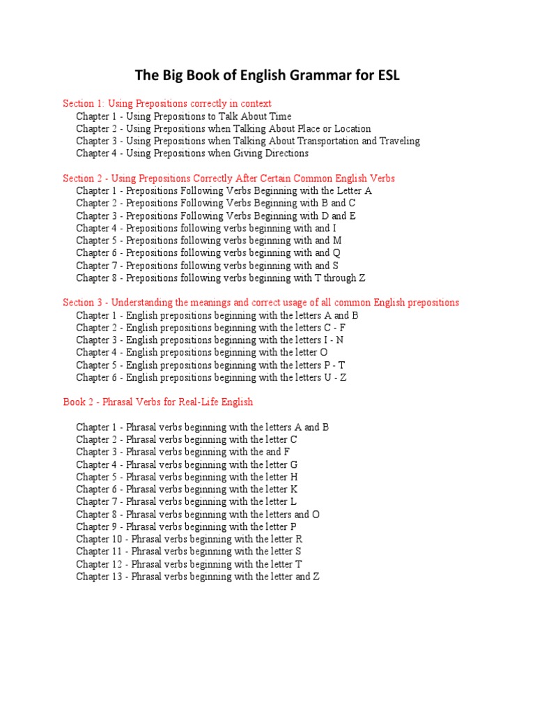 The Big Book of English Grammar For ESL | PDF | English Language ...