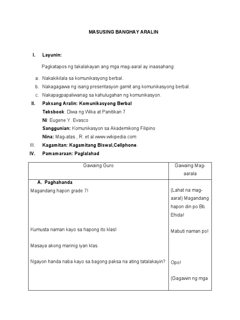 Masusing Banghay Aralin | PDF
