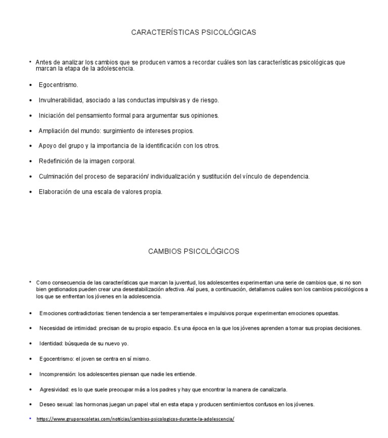 Características Psicológicas | PDF