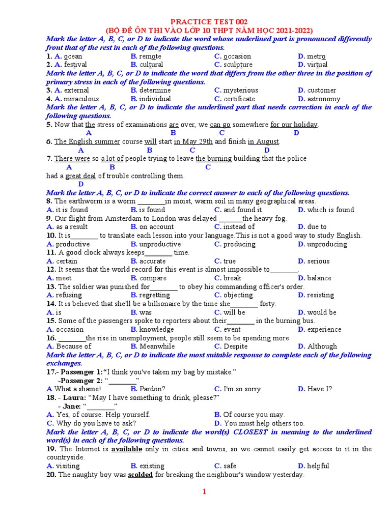 Practice Test 002.2020 | PDF