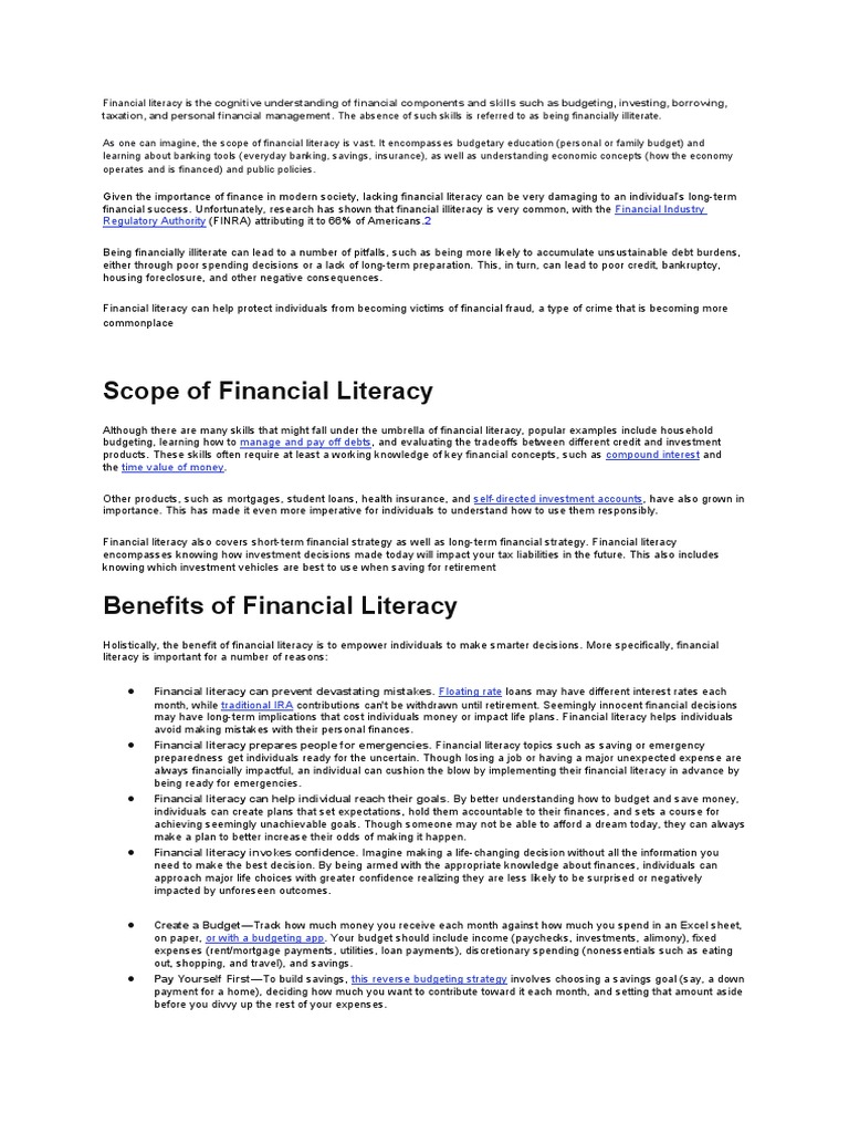 Understanding Financial Literacy Basics | PDF | Social Science