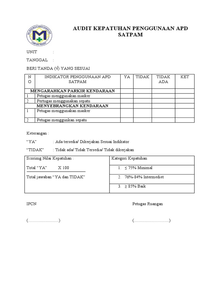 Audit Kepatuhan Penggunaan APD Satpam | PDF