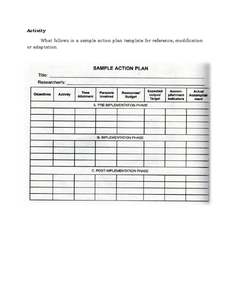 Activity Action Plan | PDF