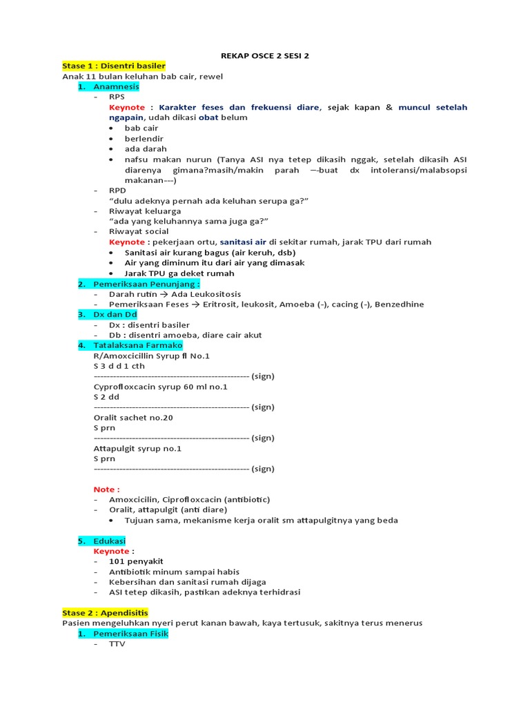 Rekap OSCE 2 Sesi 2 - 2022 | PDF