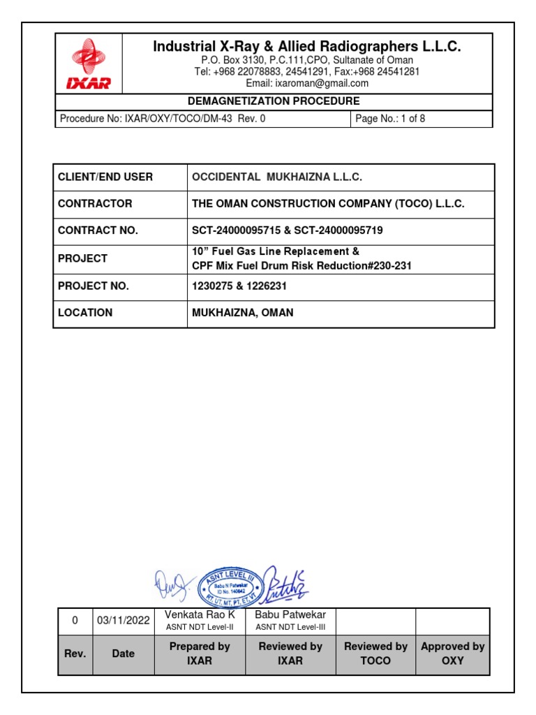 IXAR-OXY-TOCO-DM-43 Rev. 0 | PDF
